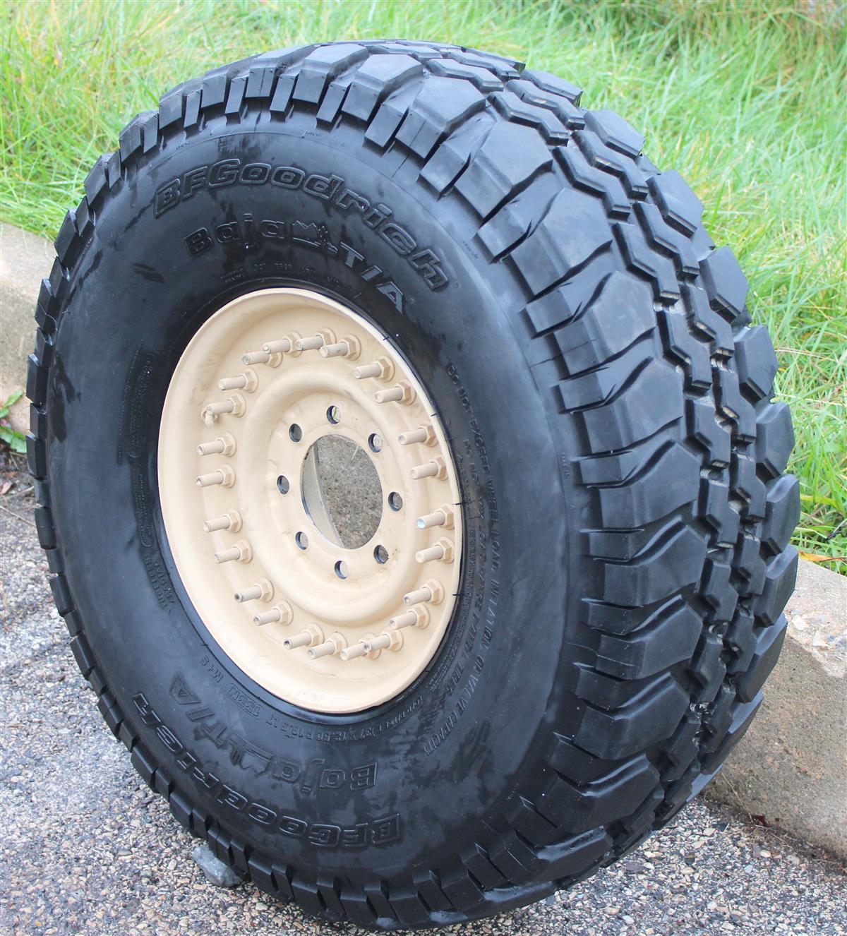 BF Goodrich Baja T/A 37X12.50R16.5LT Tire Mounted on 24 Bolt Rim 90% Tread HMMWV